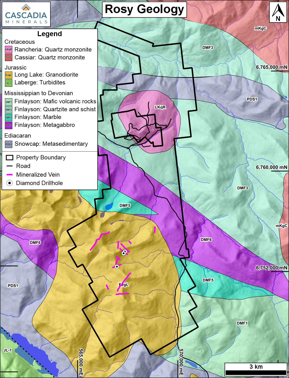 Rosy, YT - Cascadia Minerals Ltd.